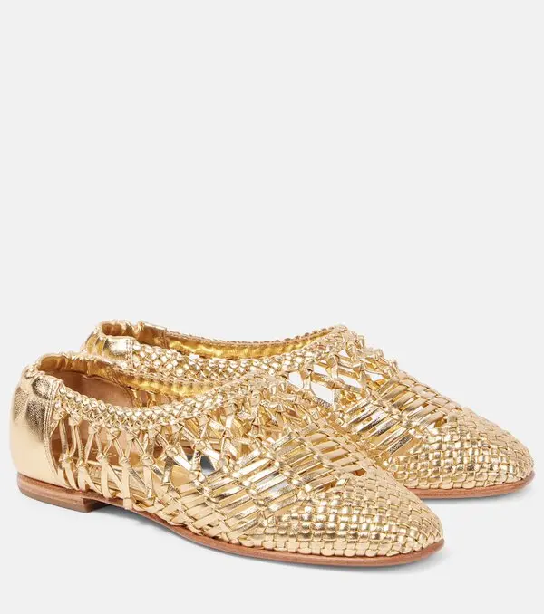 Simkhai Eden Metallic Leather Ballet Flats - Gold