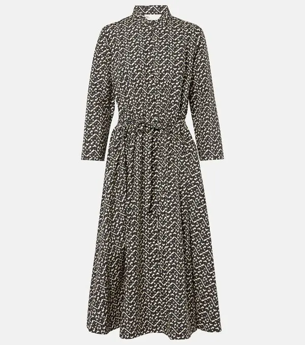 Tory Burch Printed Cotton Poplin Shirt Dress - Black