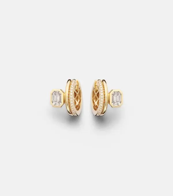 Shay Jewelry Floating Bezel 18kt Hoop Earrings With Diamonds - Gold