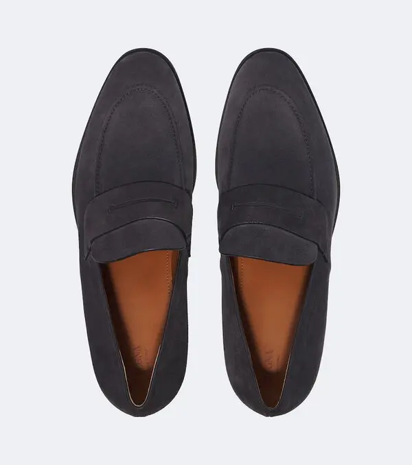 Zegna Suede Penny Loafers - Blue