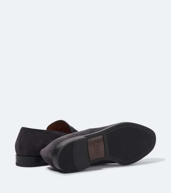 Zegna Suede Penny Loafers - Blue