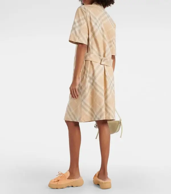 Burberry Check Cotton Shirt Dress - Beige