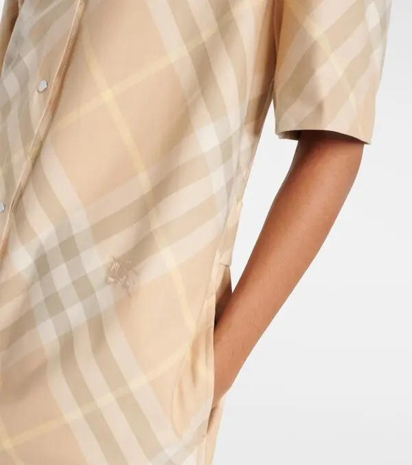 Burberry Check Cotton Shirt Dress - Beige