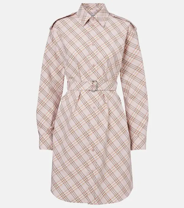 Burberry Check Cotton Shirt Dress - Pink