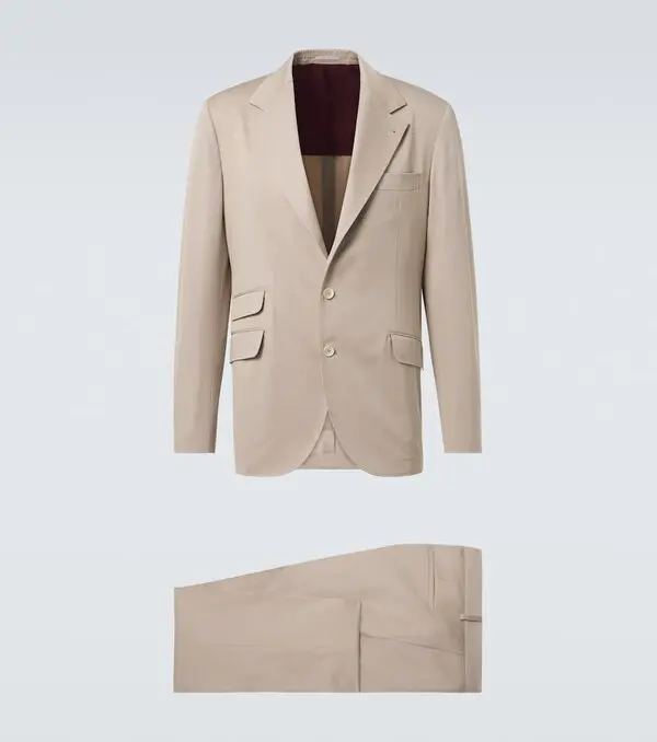 Brunello Cucinelli Cotton And Cashmere Suit - Beige