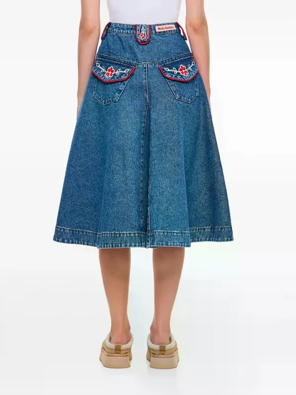 MOLLY GODDARD Abi Denim Mid Skirt - Blue