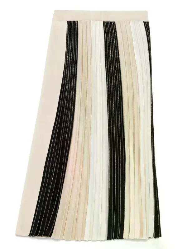 MRZ Plissé Colorblock Midi Skirt - Neutrals