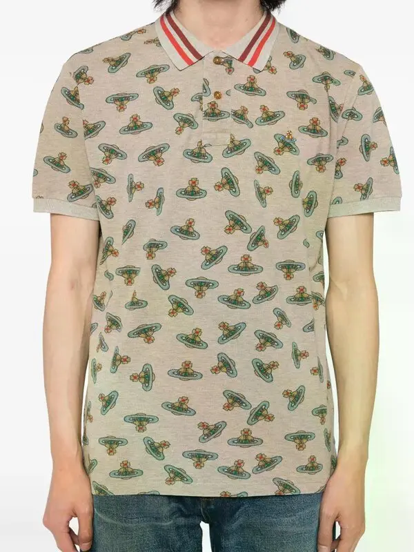 VIVIENNE WESTWOOD Logo Print Polo Shirt - Neutrals