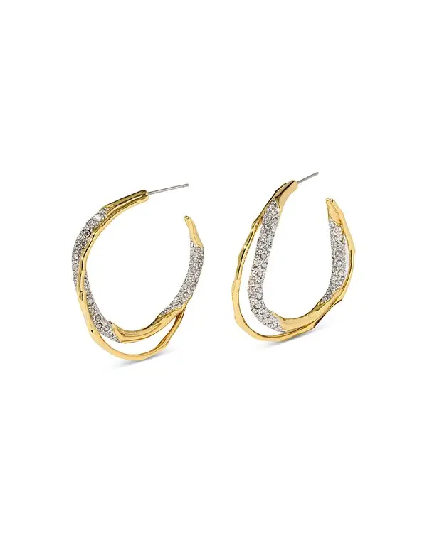 Alexis Bittar Solanelas Crystal Twist Hoop Earrings - Gold