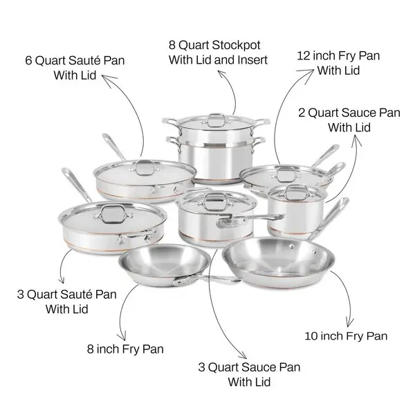 ALL-CLAD Copper Core 5 Ply Bonded 15 Piece Cookware Set