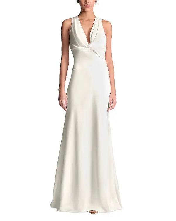 Bcbgmaxazria Cowl Neck Halter Gown - Gardenia