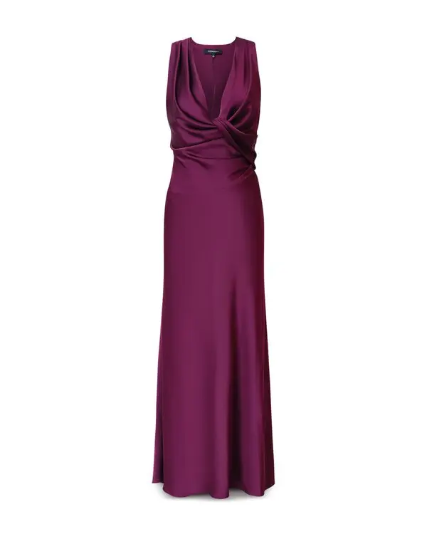 Bcbgmaxazria Cowl Neck Halter Gown - Port
