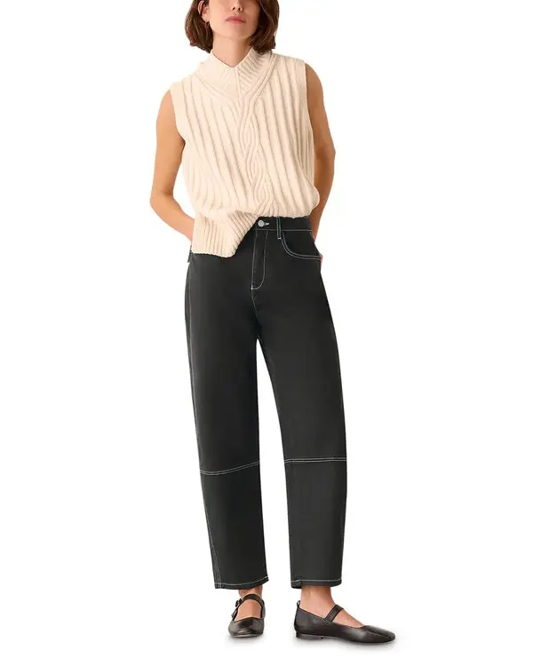 Whistles Contrast Stitch Barrel Leg Jeans