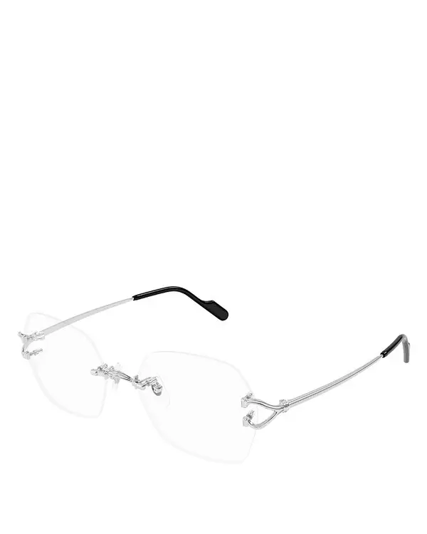 Cartier C Decor Rimless Square Optical Glasses 55mm - Silver
