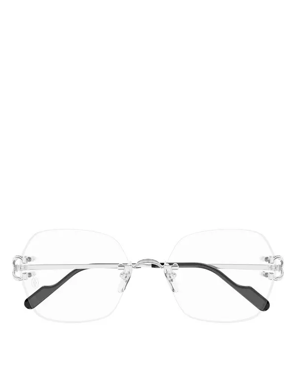 Cartier C Decor Rimless Square Optical Glasses 55mm - Silver