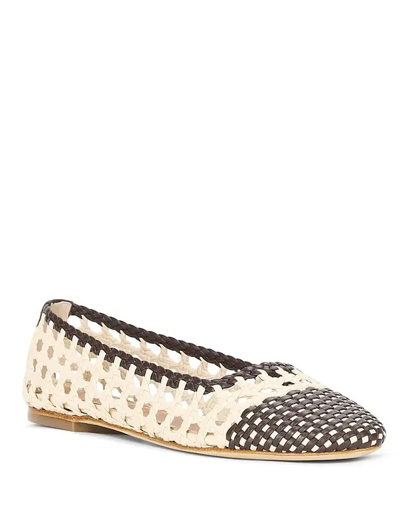 Staud Nell Crochet Ballet Flats - Cream/espresso
