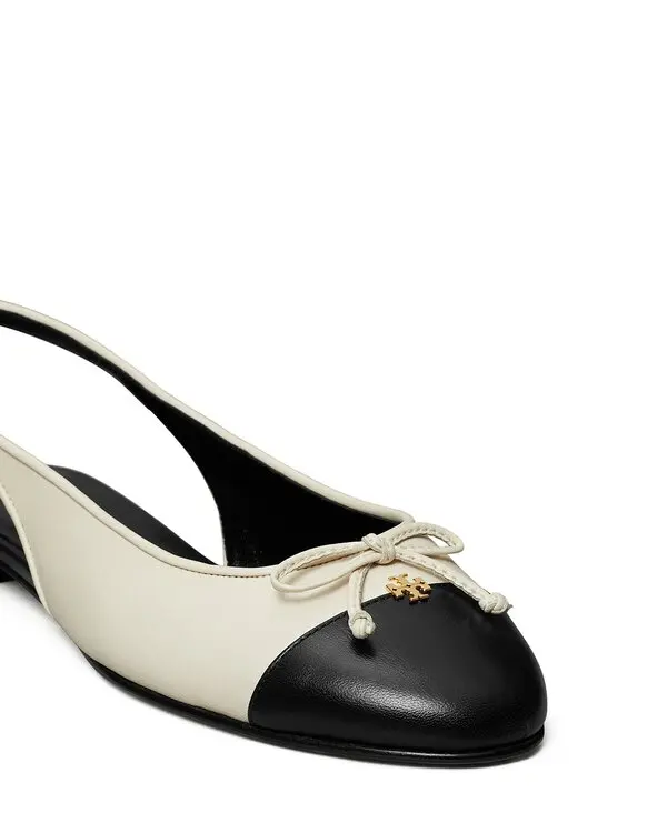 Tory Burch Cap Toe Slingback Ballet Flats - Light Cream