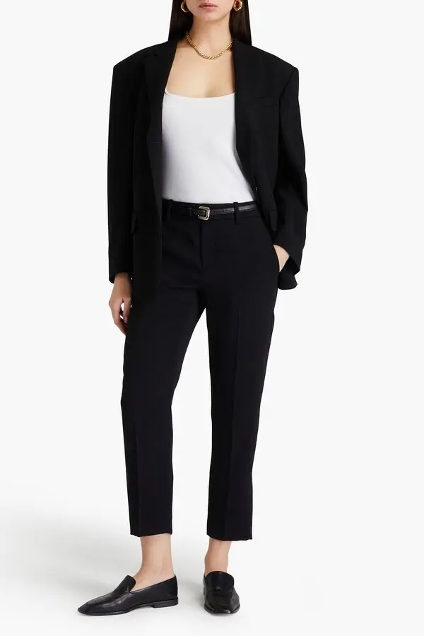 Vince Cropped Slim-leg Crepe Trousers - Black