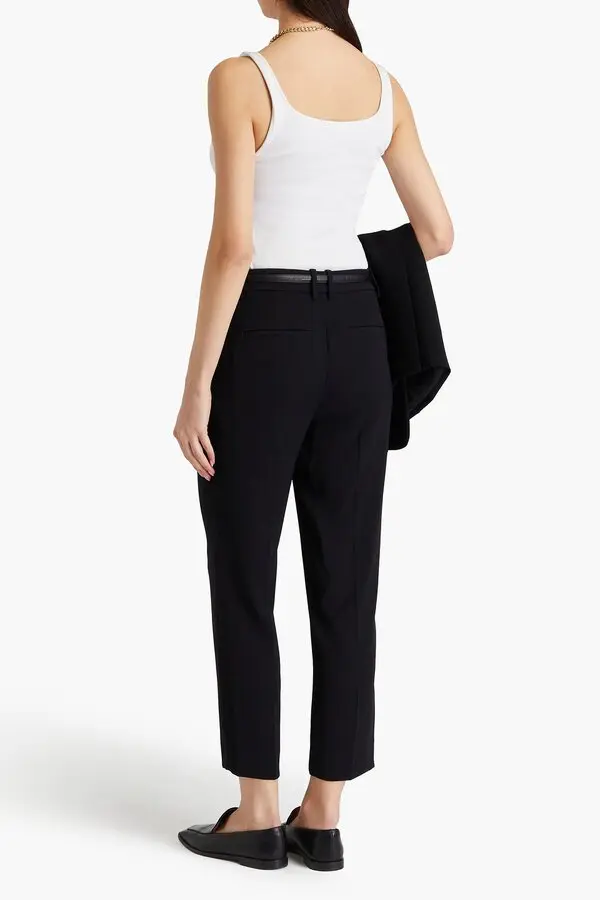 Vince Cropped Slim-leg Crepe Trousers - Black