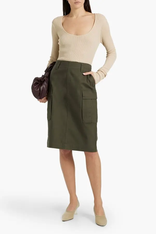 Vince Cotton-blend Twill Skirt