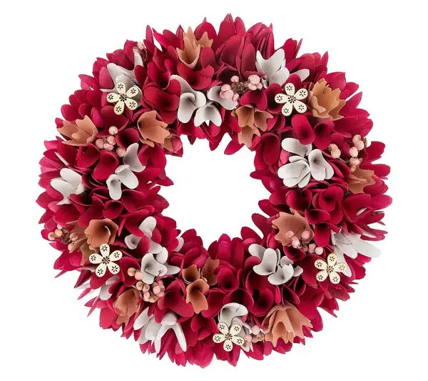 NORTHLIGHT Wooden Floral Spring Wreath - One-color