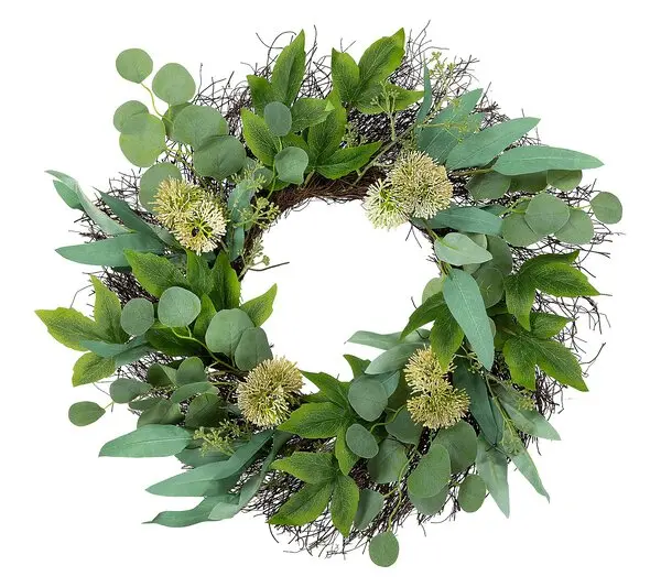 NORTHLIGHT Eucalyptus And Olive Leaf Twig Sprin Wreath - One-color