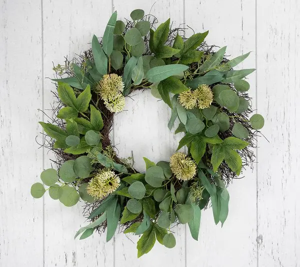 NORTHLIGHT Eucalyptus And Olive Leaf Twig Sprin Wreath