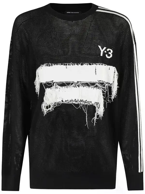 Y3 Frayed-patch Detailing Sweatshirt - Black
