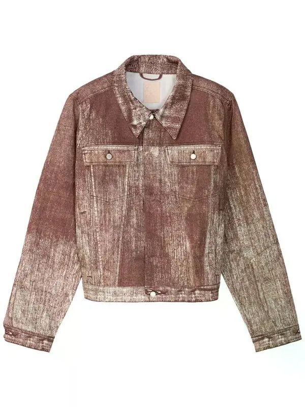 Camper Distressed Denim Trucker Jacket - Red