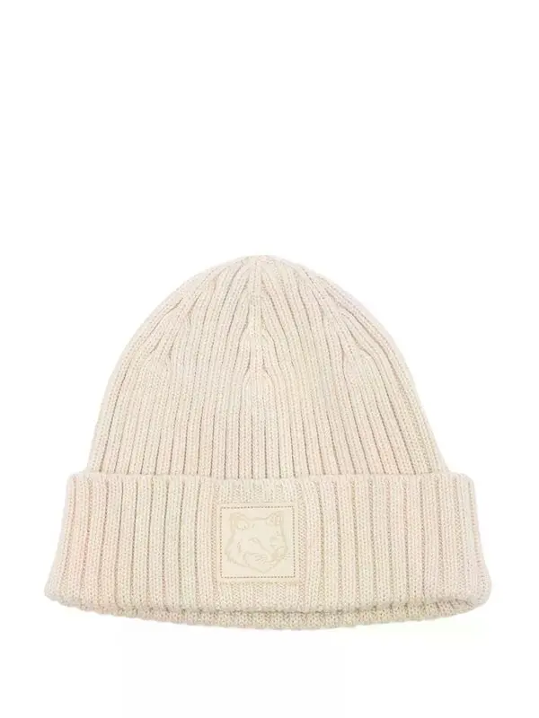 Maison Kitsuné Bold Fox-head Patch Beanie - Neutrals