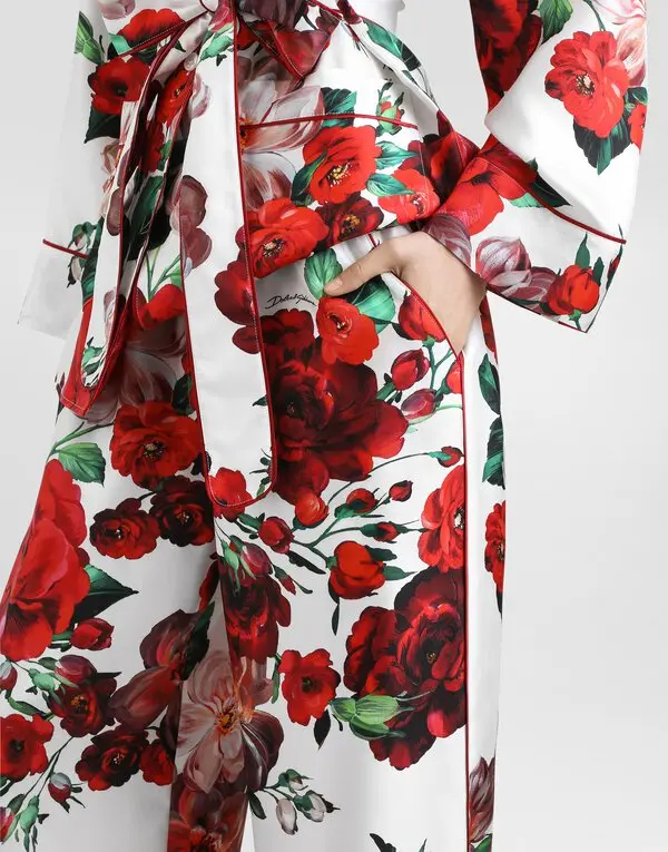 Dolce & Gabbana Satin Pajama Pants With Rose