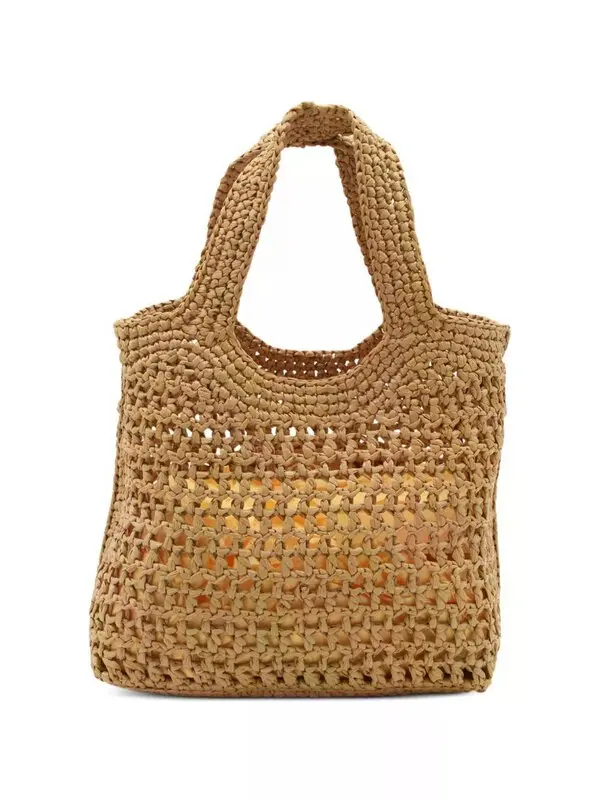 TOD'S Raffia And Leather Mini Shopping Bag - Brown