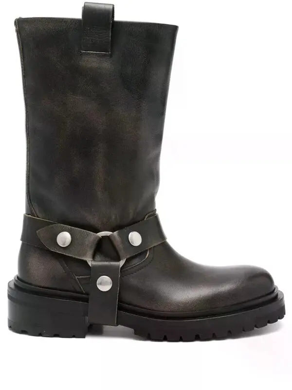 GOLDEN GOOSE Leather Biker Boots - Black