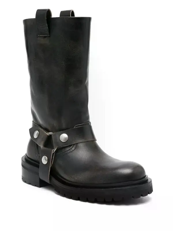 GOLDEN GOOSE Leather Biker Boots - Black
