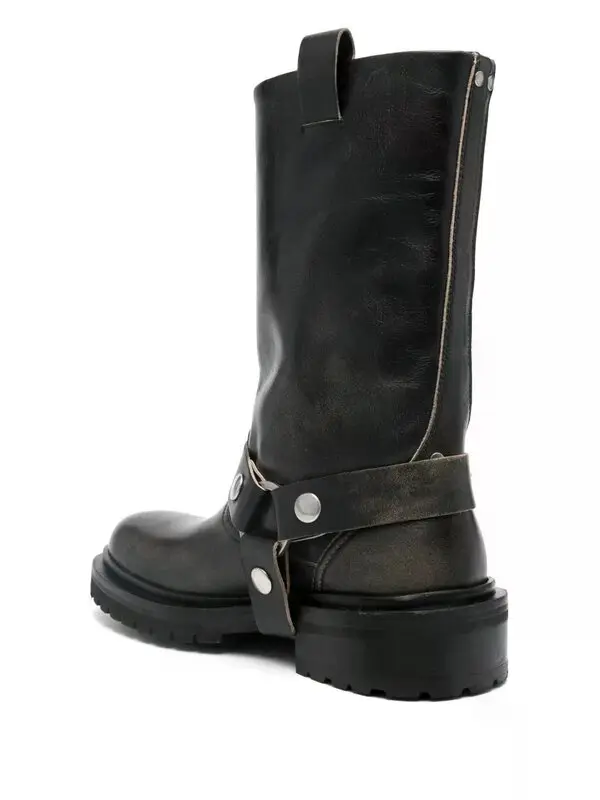 GOLDEN GOOSE Leather Biker Boots - Black