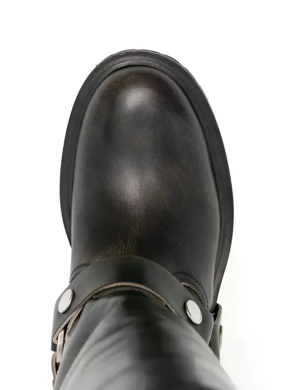 GOLDEN GOOSE Leather Biker Boots - Black