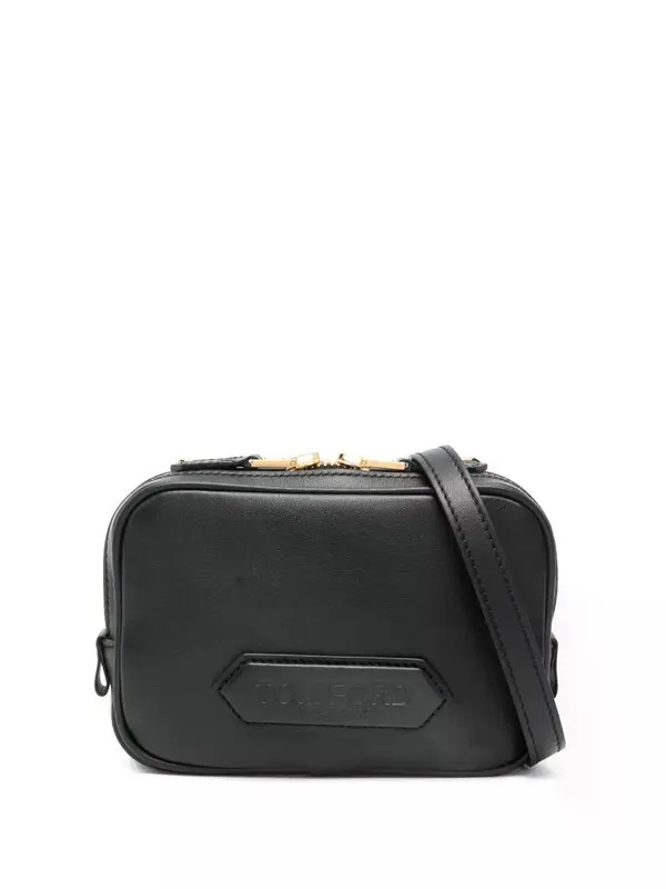 TOM FORD Small Leather Messenger Bag - Black