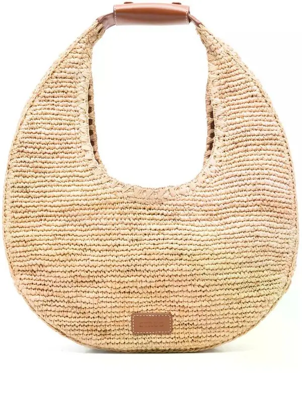 Staud Large Moon Raffia Shoulder Bag
