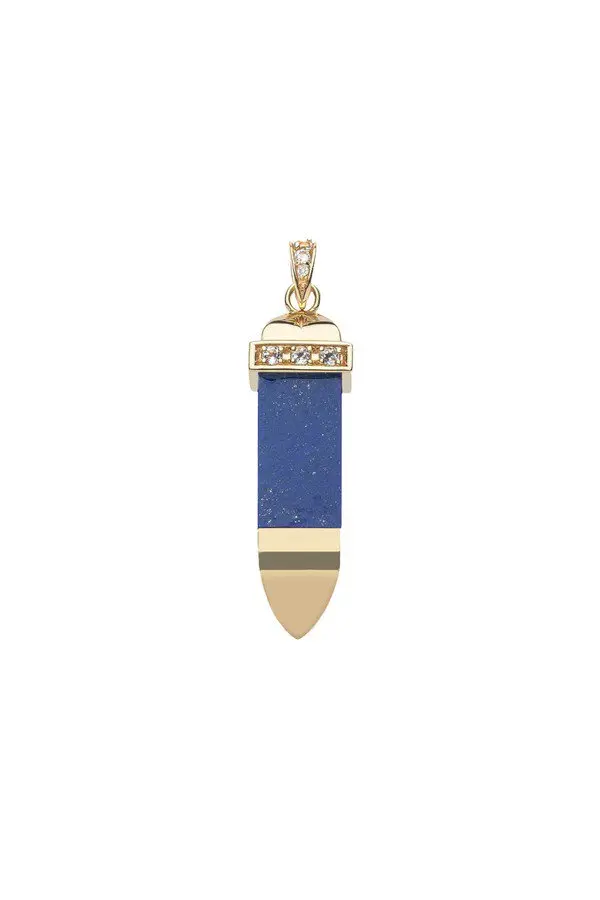 JANE WIN Strong Lapis Carved Sun Ray Pendant