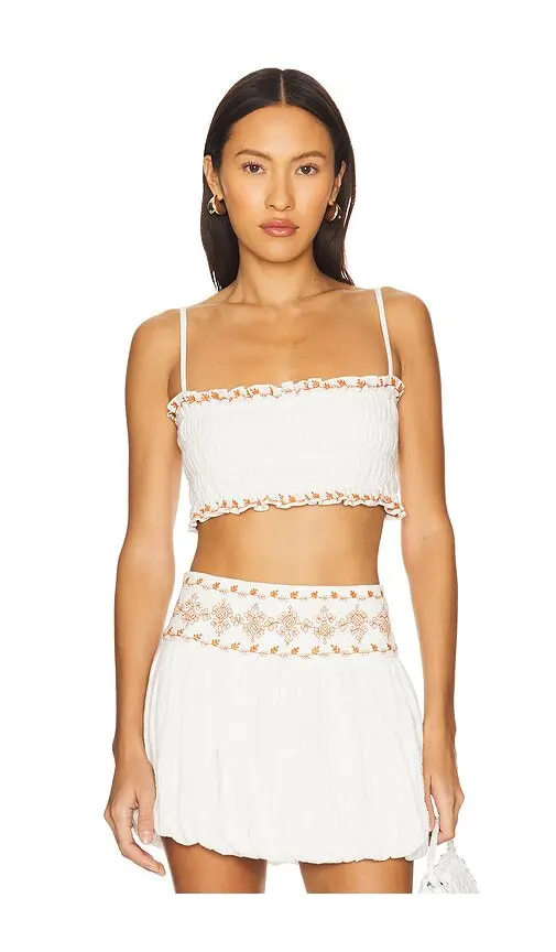 Rococo Sand Smocking Bandeau Top - Ivory