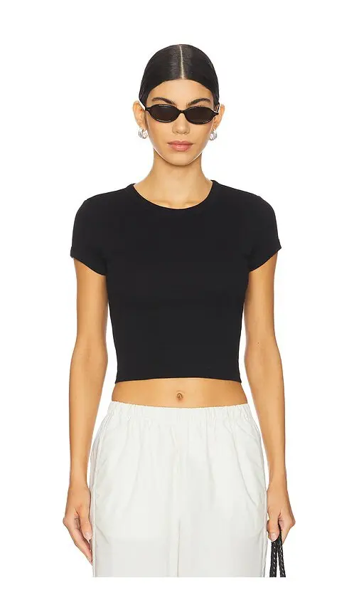 Enza Costa Supima Baby Cropped Tee - Black