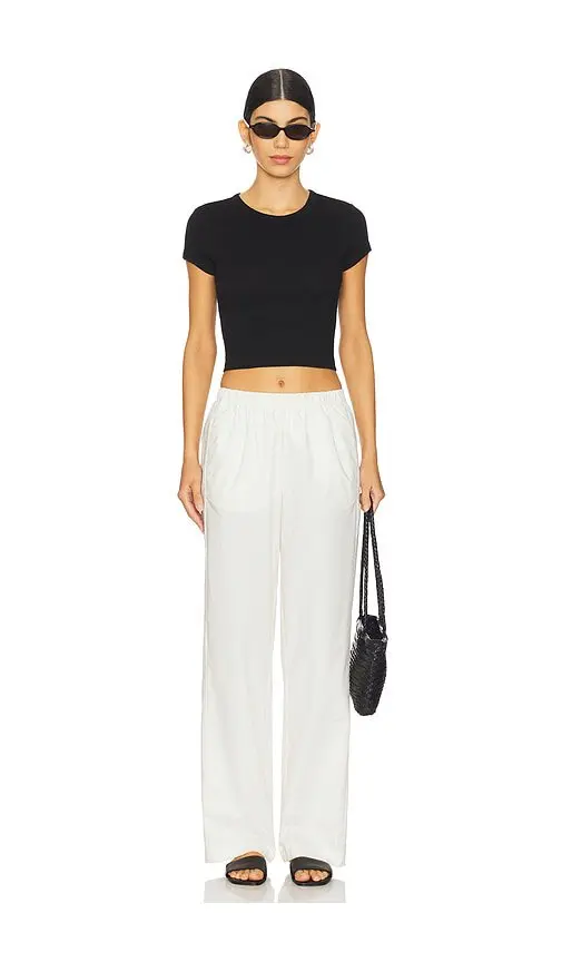 Enza Costa Supima Baby Cropped Tee - Black