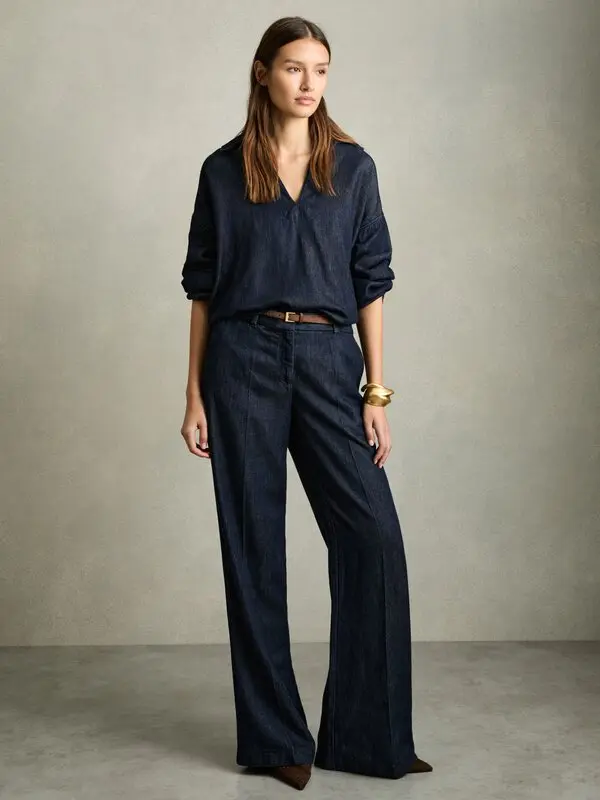 REISS Reed Dark Denim Overshirt