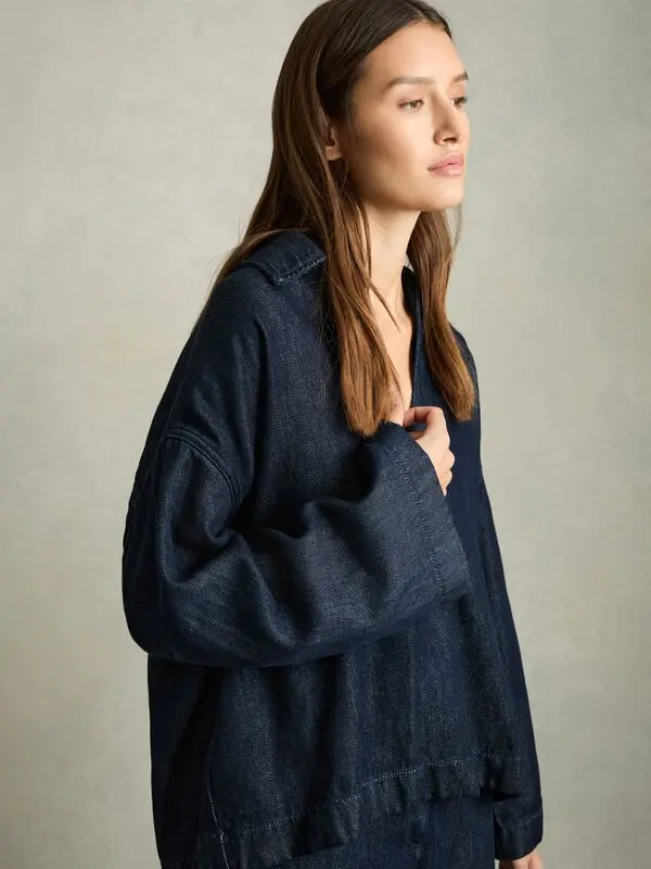 REISS Reed Dark Denim Overshirt