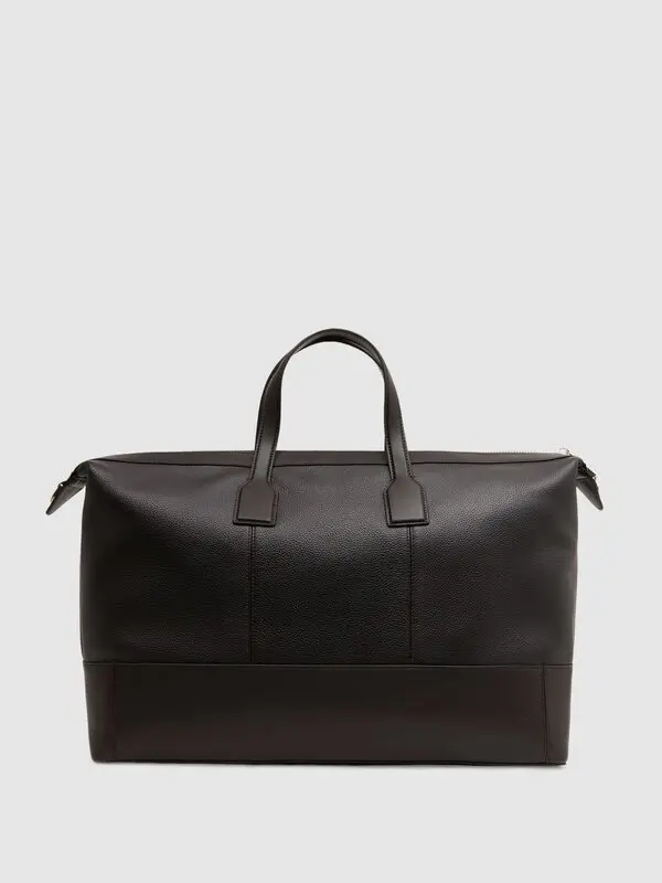 REISS Carter Leather Holdall - Brown