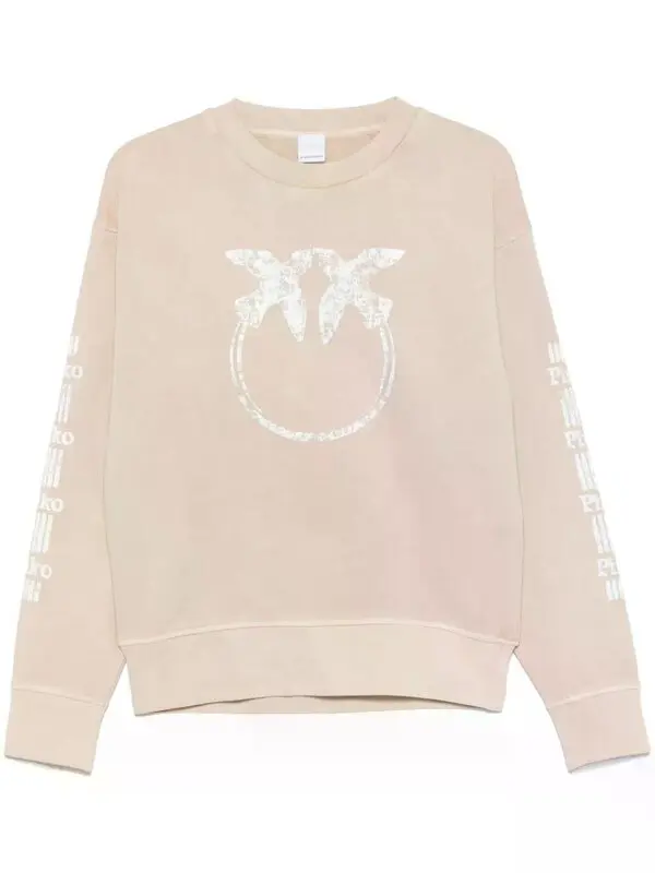 Pinko Love Birds-print Sweatshirt - Neutrals