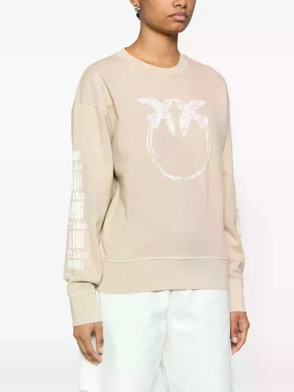 Pinko Love Birds-print Sweatshirt - Neutrals