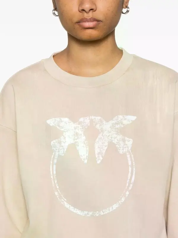 Pinko Love Birds-print Sweatshirt - Neutrals