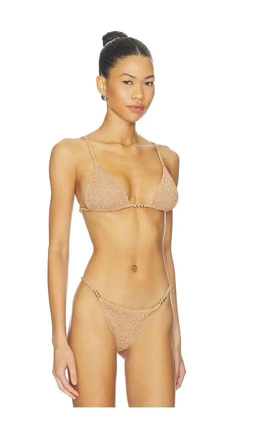 Devon Windsor Zuri Bikini Top In Metallic Gold - Gold Shimmer