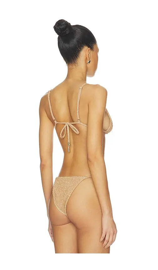 Devon Windsor Zuri Bikini Top In Metallic Gold - Gold Shimmer